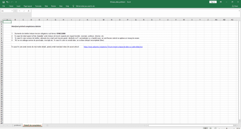 Cum import un tabel cu profesori? - Manual web - Adservio