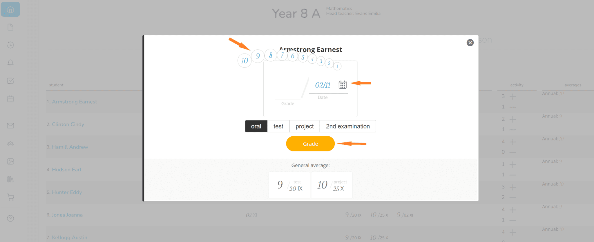 How do I grade a student? - Manual web - Adservio
