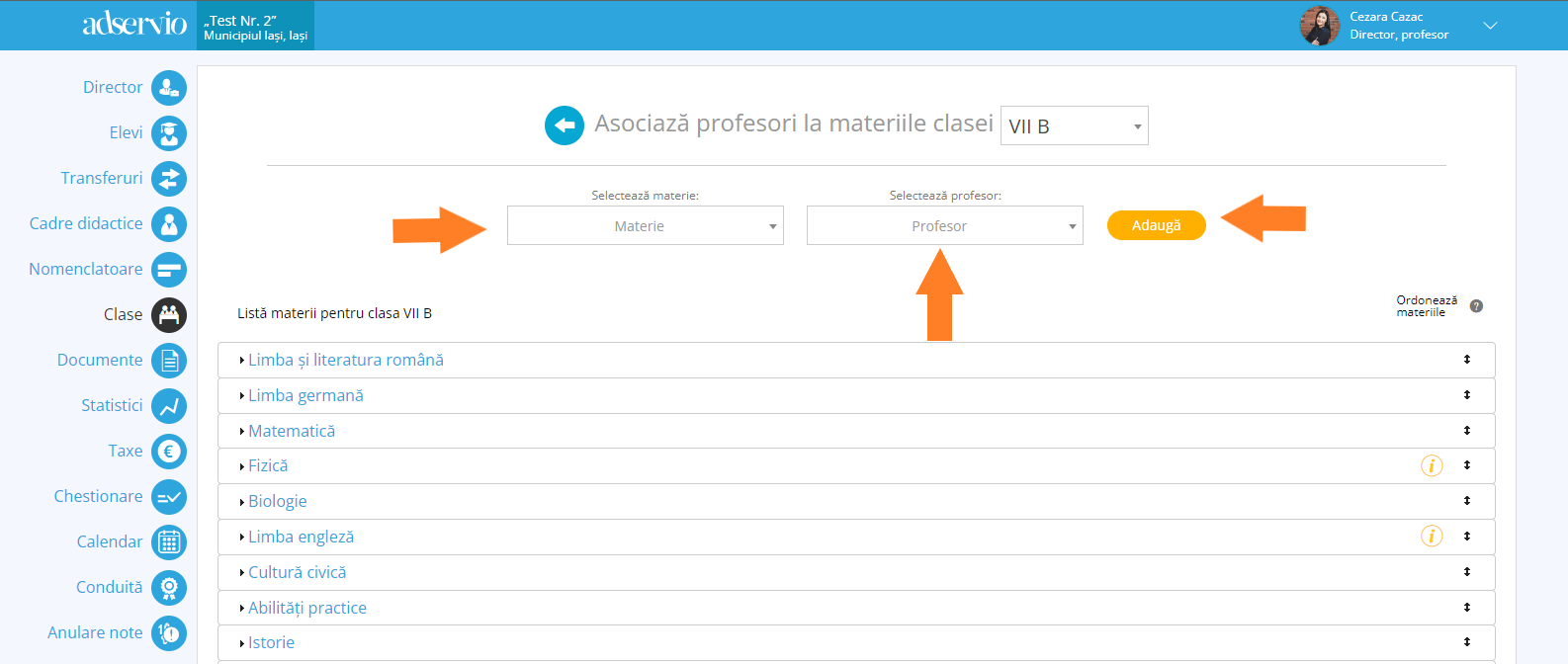 Cum modific denumirea unei materii care are note/absențe - Manual web ...
