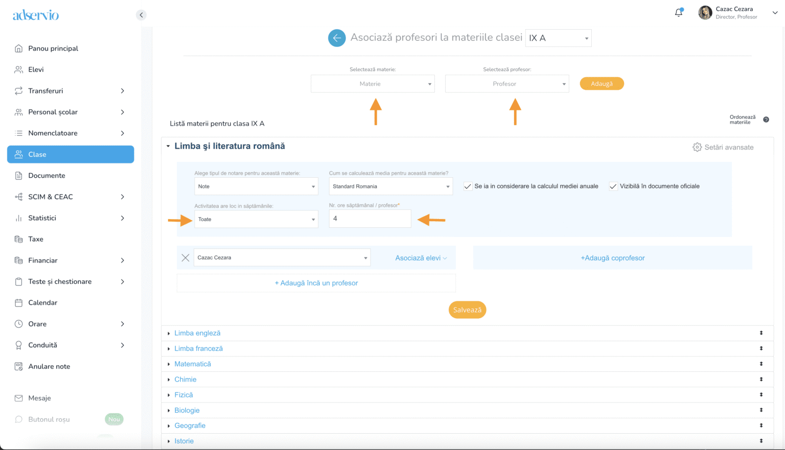 Cum realizez manual orarul în platforma Adservio? - Manual web - Adservio